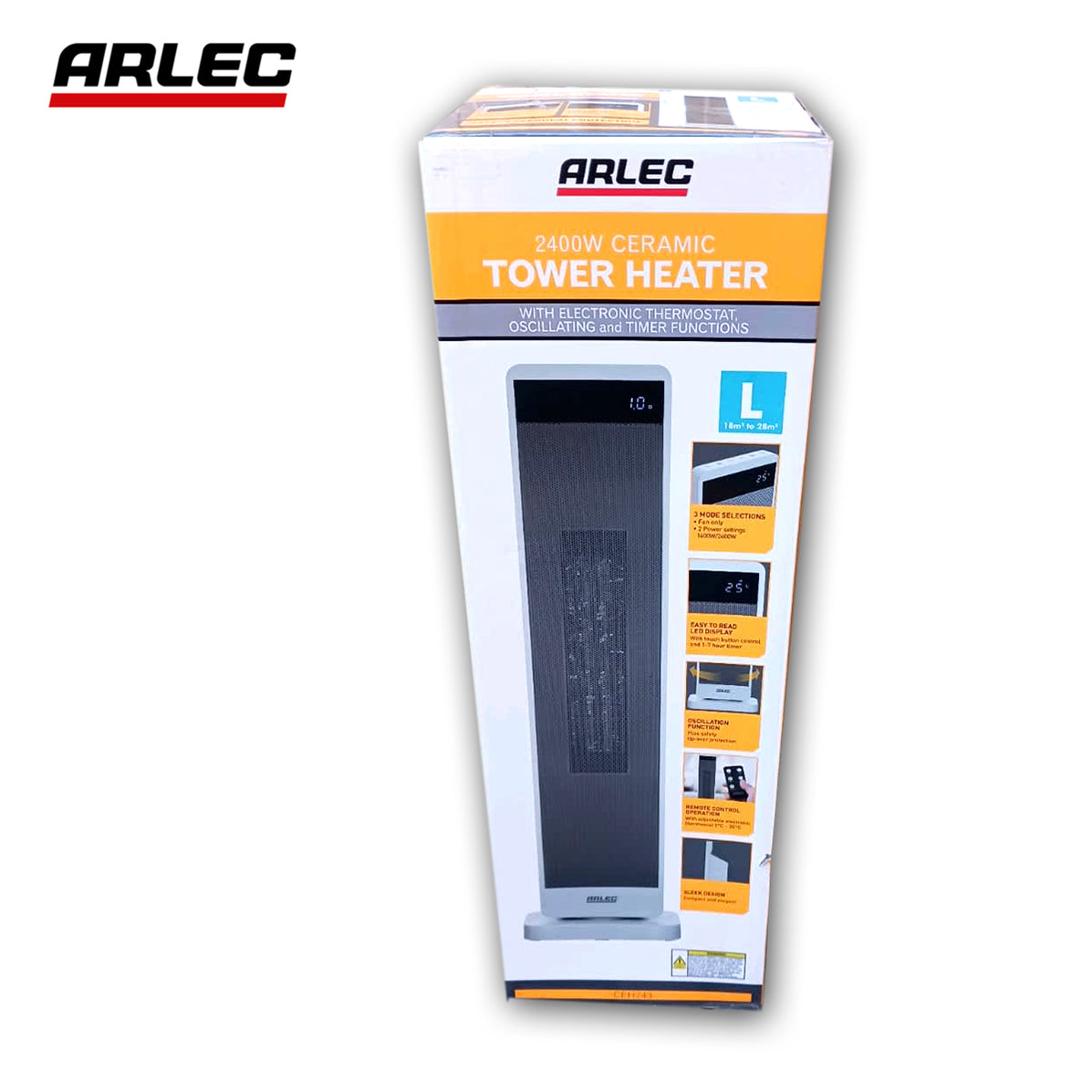 Arlec Portable And Oscillatin Ceramic Tower Heater 2400W With Remote C ...