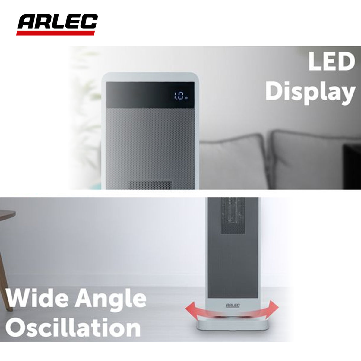 Arlec Portable And Oscillatin Ceramic Tower Heater 2400W With Remote C ...